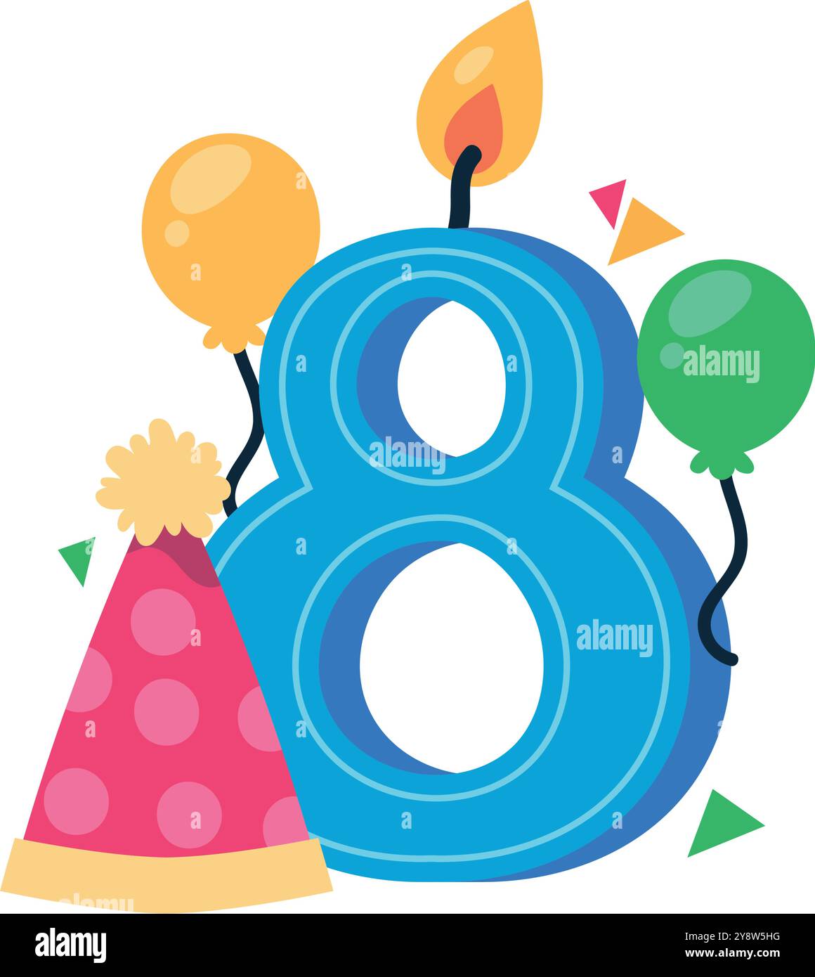 birthday candle number eight happy Stock Vector Image & Art - Alamy