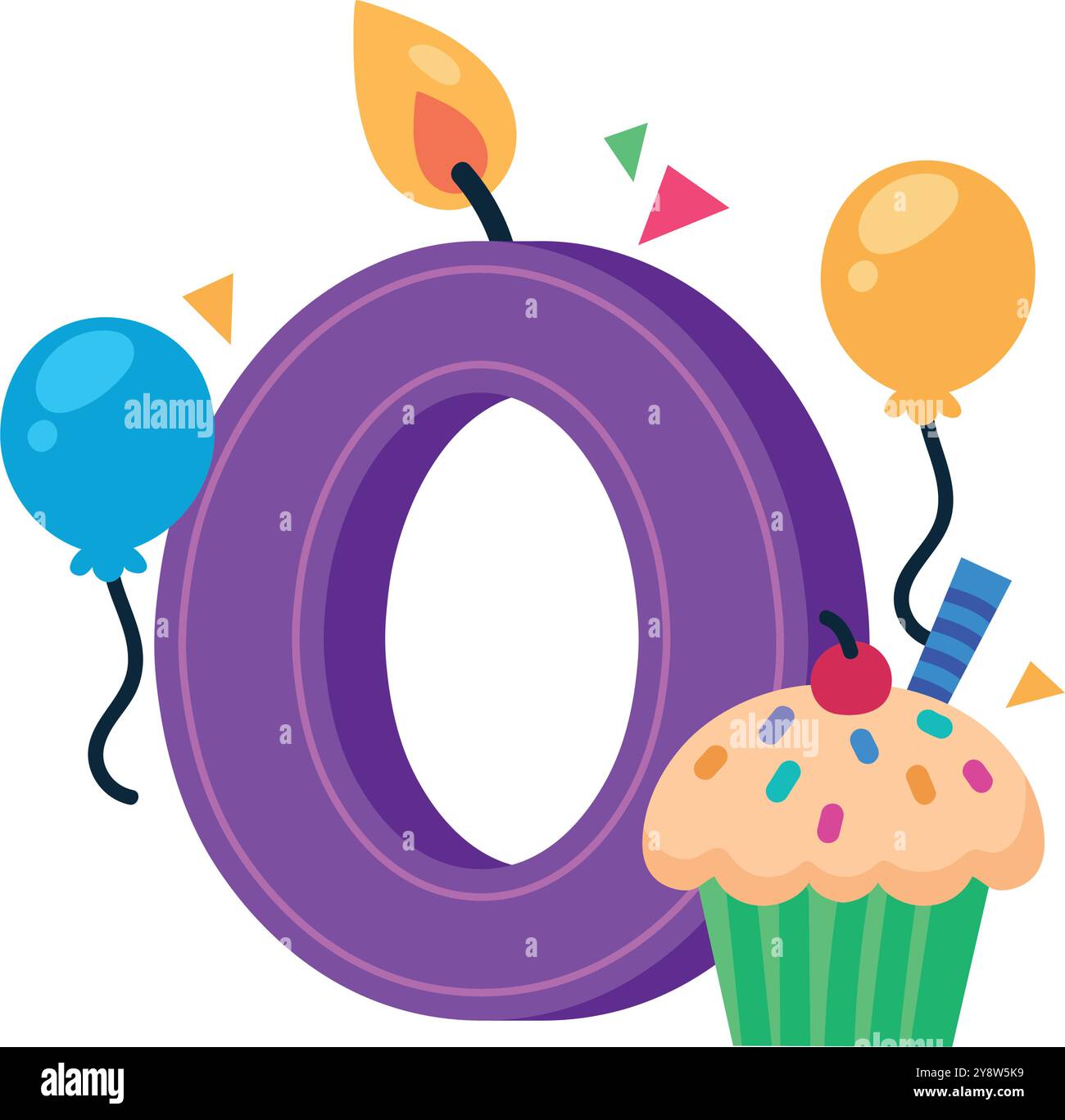 birthday candle number zero and balloons Stock Vector Image & Art - Alamy