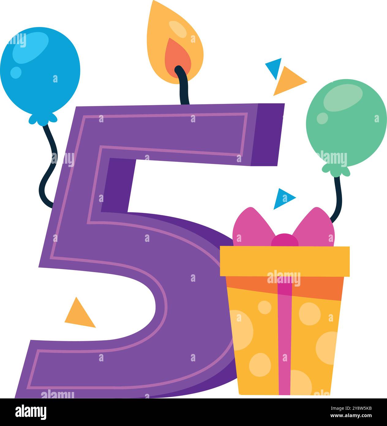 birthday candle number five cartoon Stock Vector Image & Art - Alamy