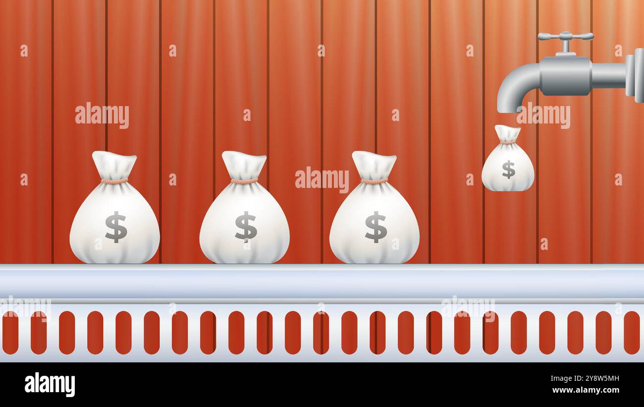 Faucet Flowing Money Like A Water. A visual metaphor or conceptual ...