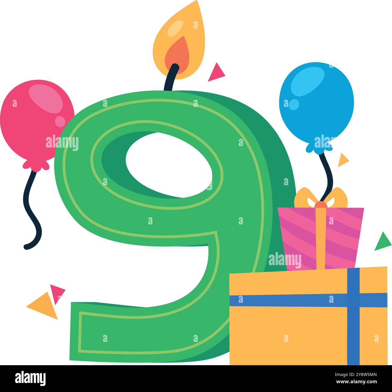 birthday candle number nine happy Stock Vector Image & Art - Alamy