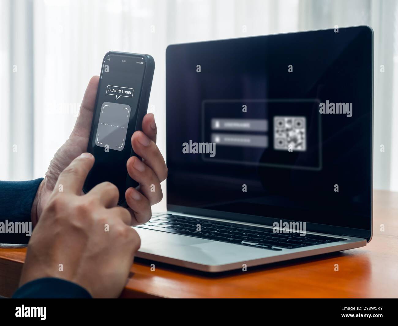 Qr Code Multi Factor Authentication Security Concept Digital Scanner On Smartphone Camera Lens