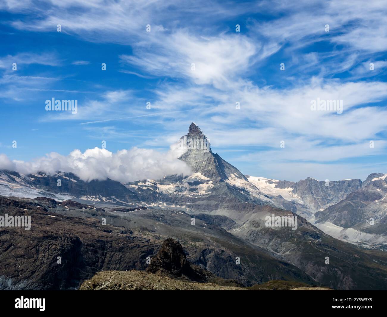 Landmark scene of Matterhorn peak in the Swiss Alps. Amazing view of ...