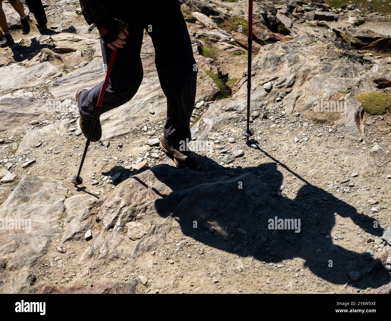 Outdoor walking step scene of trekking or hiking people, backpack ...