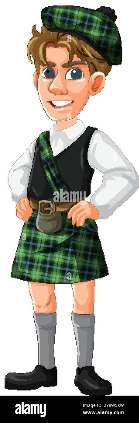 Illustration of a man in traditional Scottish dress Stock Vector Image ...