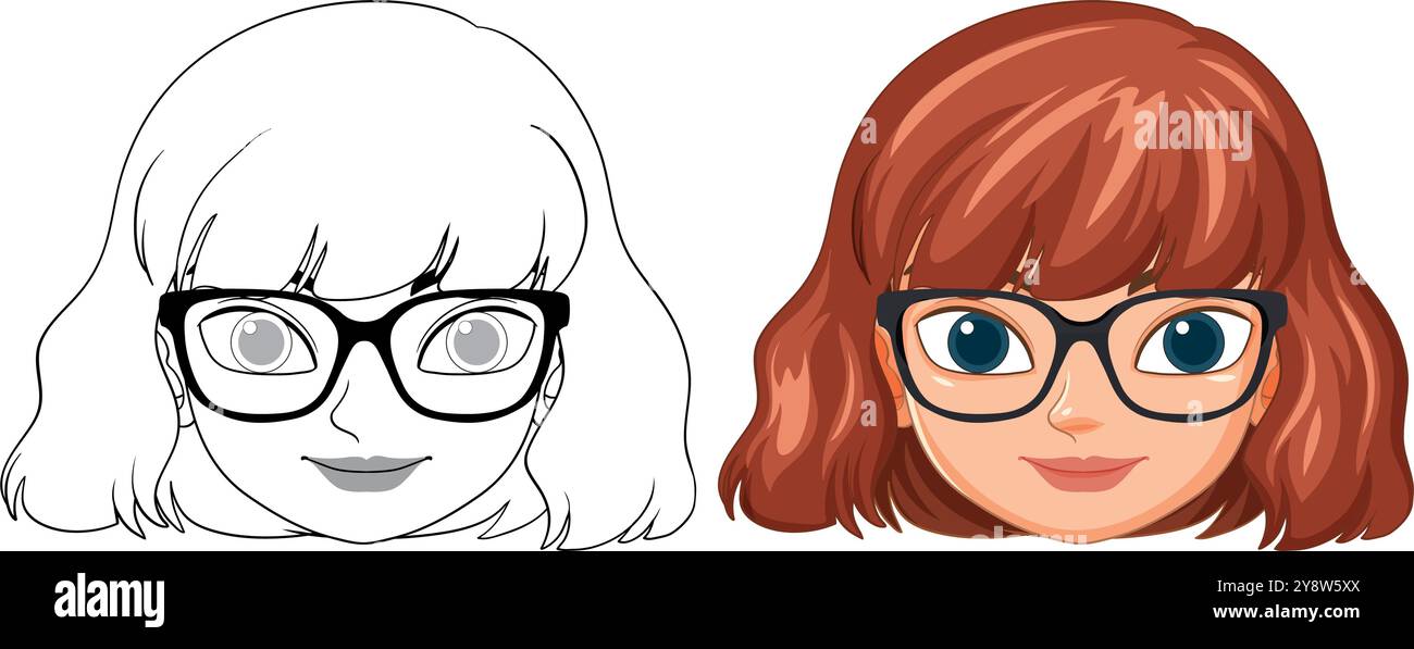 Color and outline versions of a woman's face Stock Vector Image & Art ...