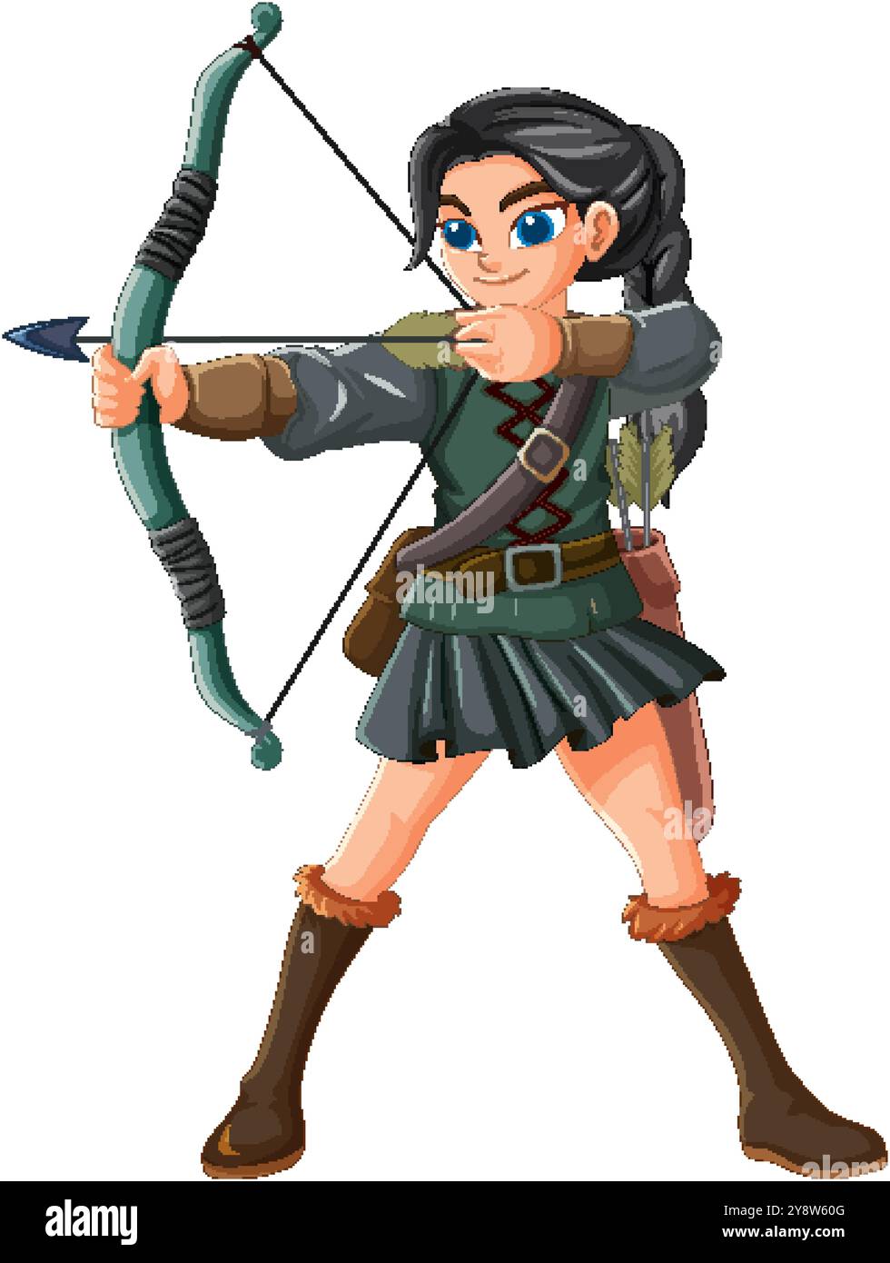 Woman aiming bow and arrow confidently Stock Vector Image & Art - Alamy