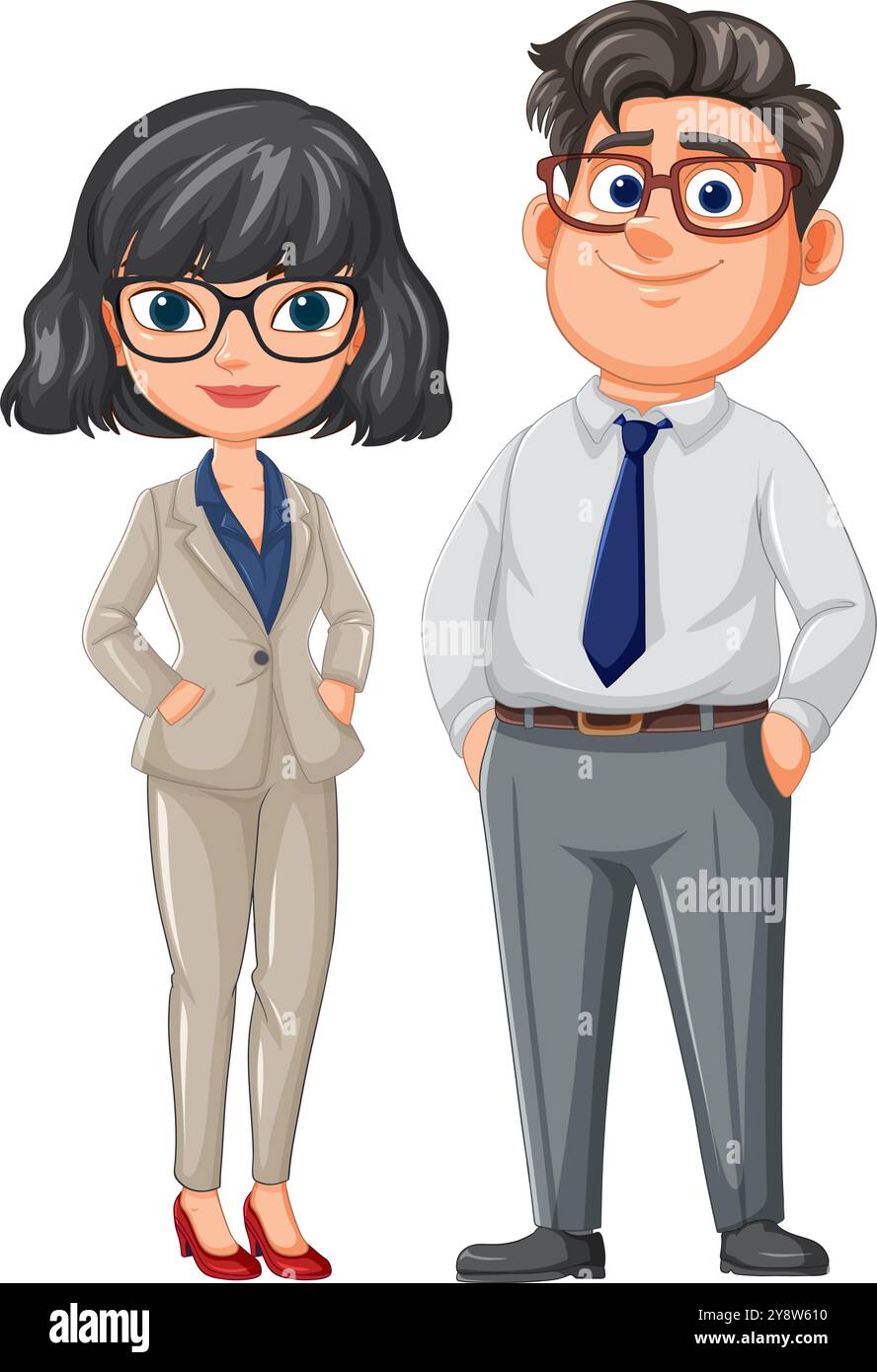 Cartoon characters in business attire standing together Stock Vector ...