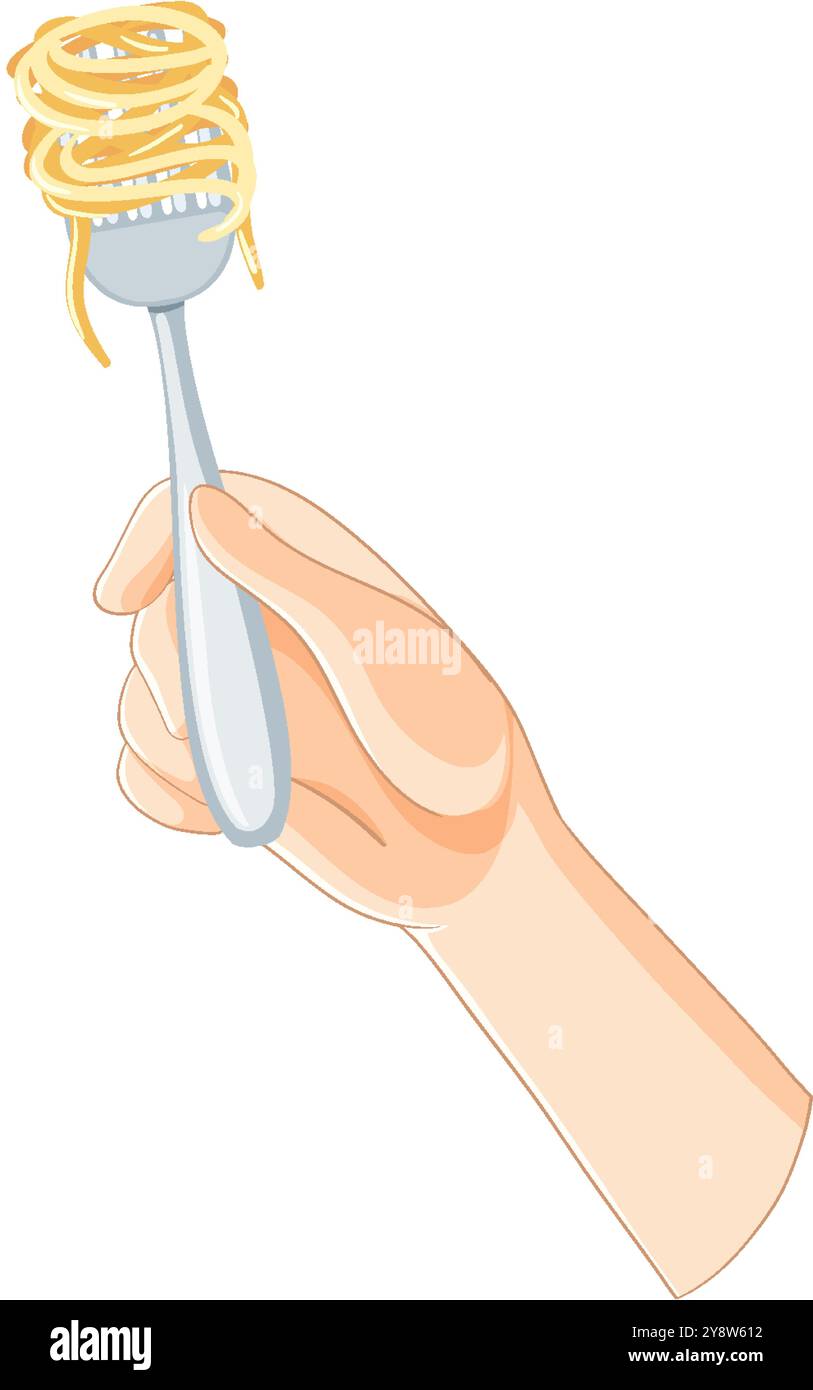 Illustration of hand twirling spaghetti on fork Stock Vector Image ...