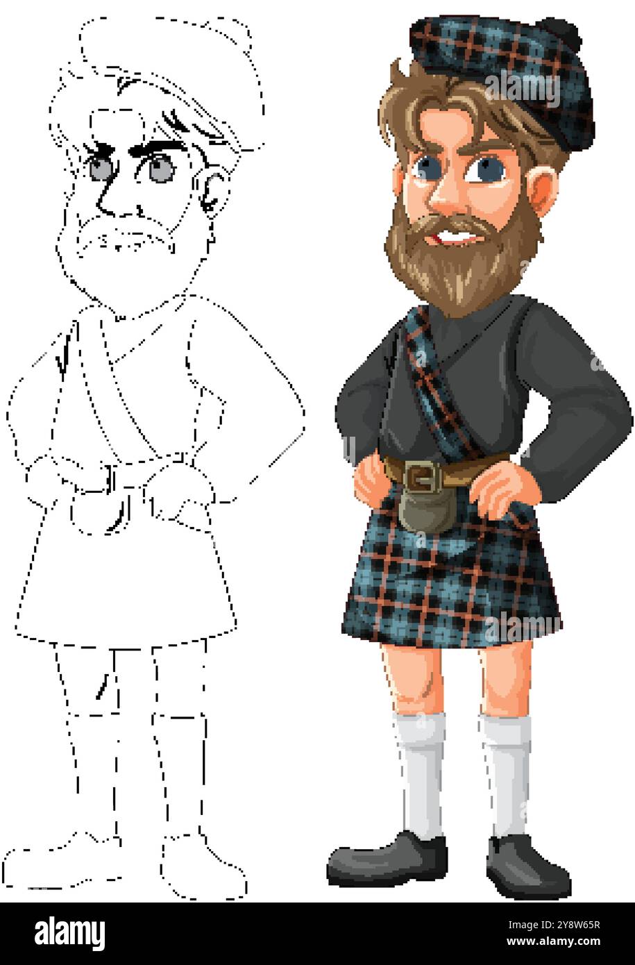 Illustration of a man wearing a Scottish kilt Stock Vector Image & Art ...
