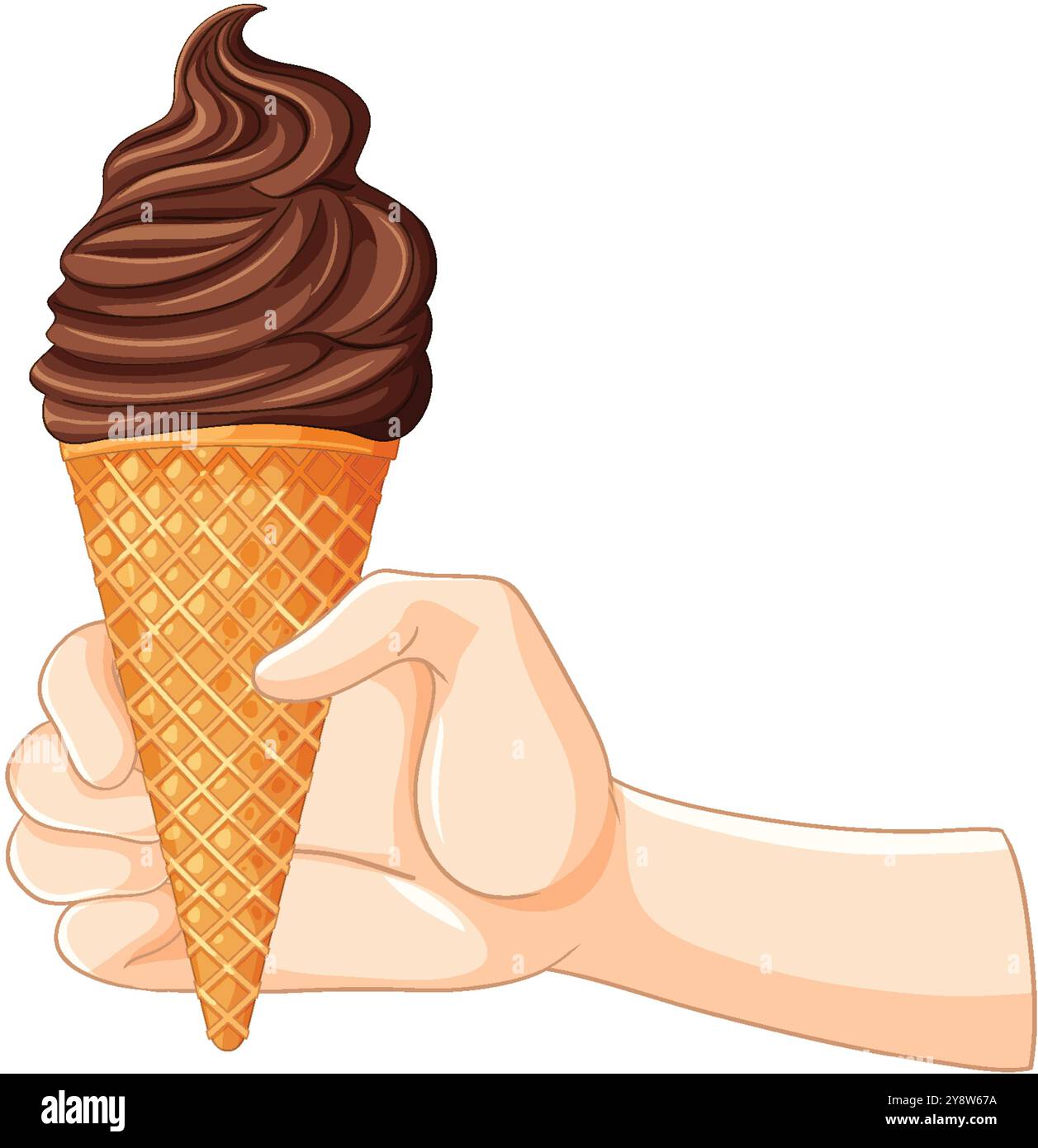 Hand holding chocolate ice cream cone Stock Vector Images - Alamy