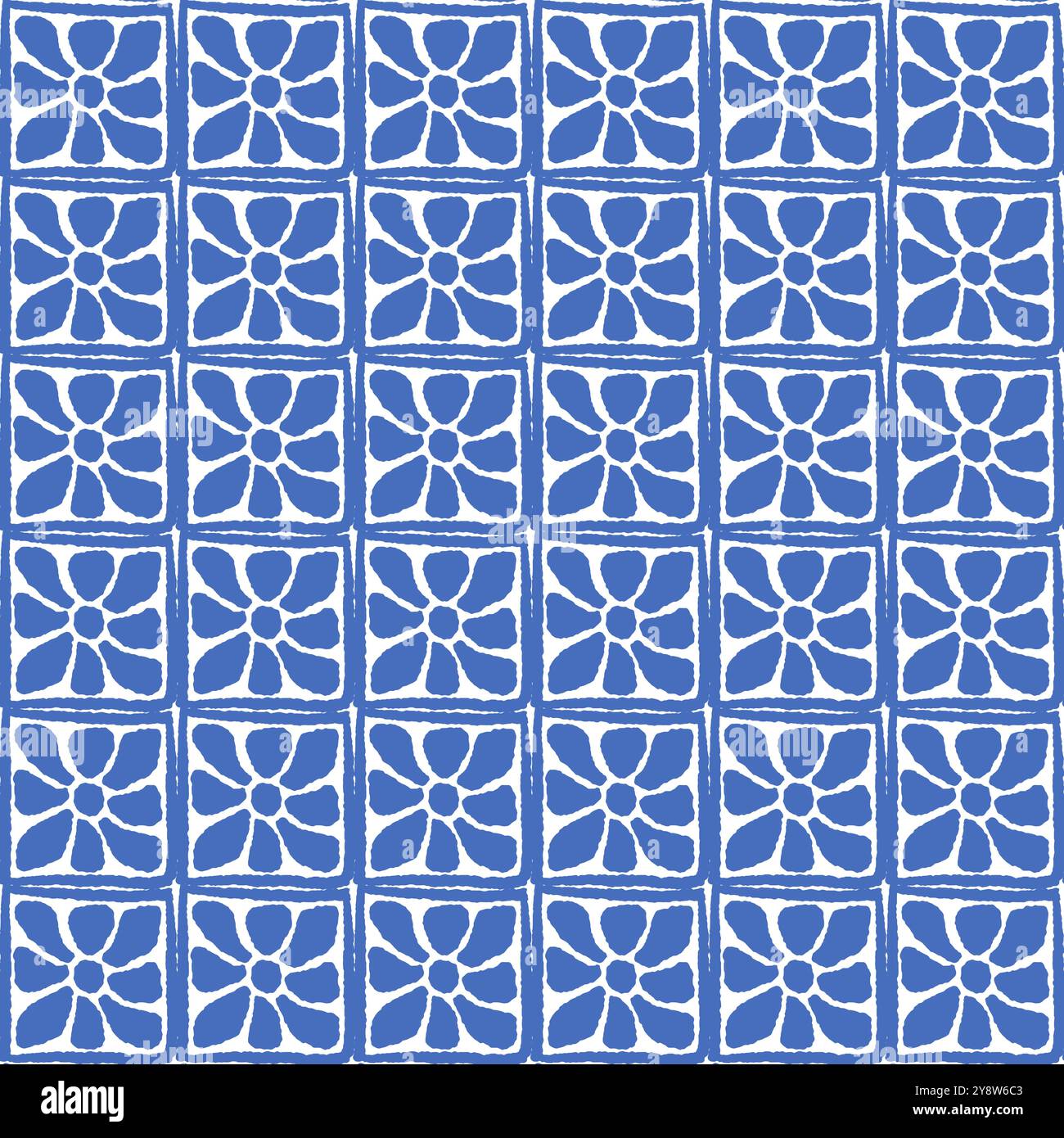 Hand Drawn Blue Flower Grid Design Stock Vector Image & Art - Alamy