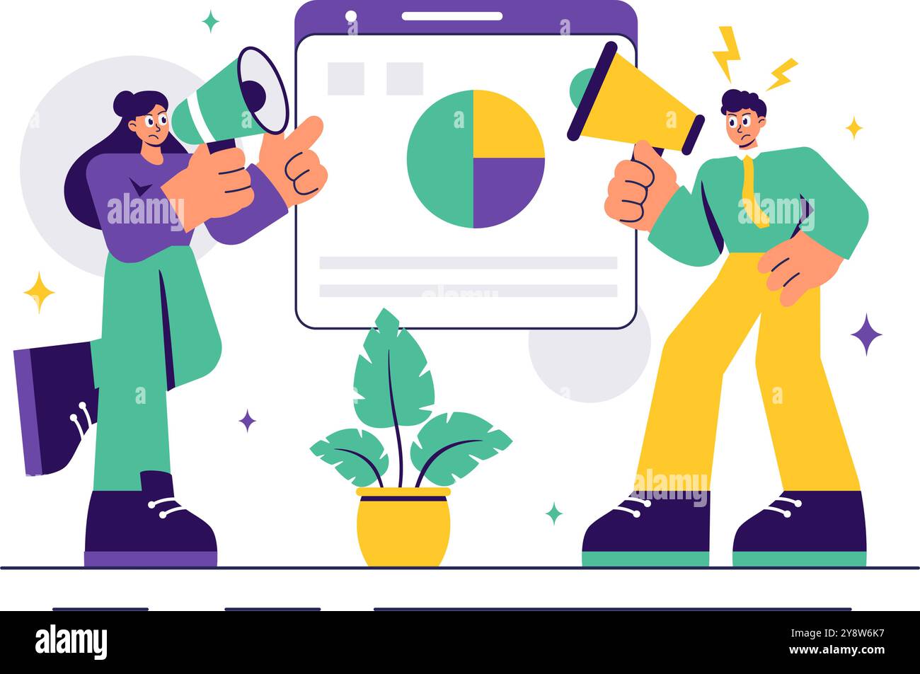 Vector Illustration of Conflict Resolution and Management featuring Two ...