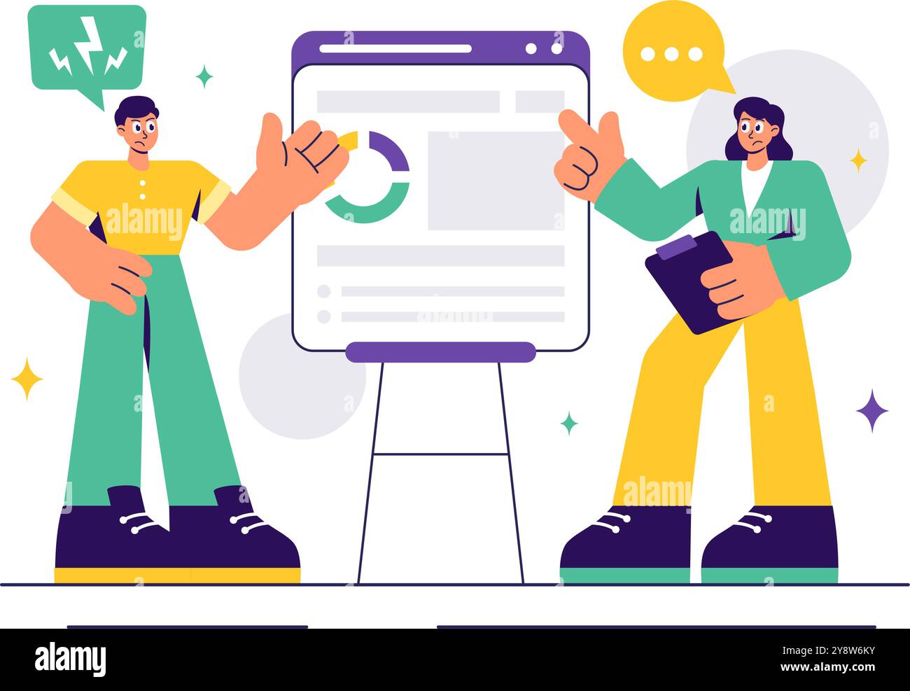 Vector Illustration of Conflict Resolution and Management featuring Two ...