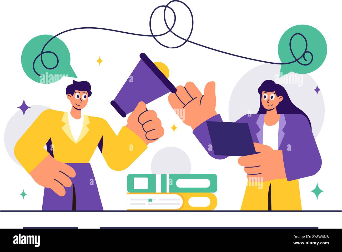 Vector Illustration of Conflict Resolution and Management featuring Two ...