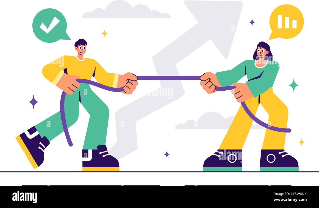 Vector Illustration of Conflict Resolution and Management featuring Two ...