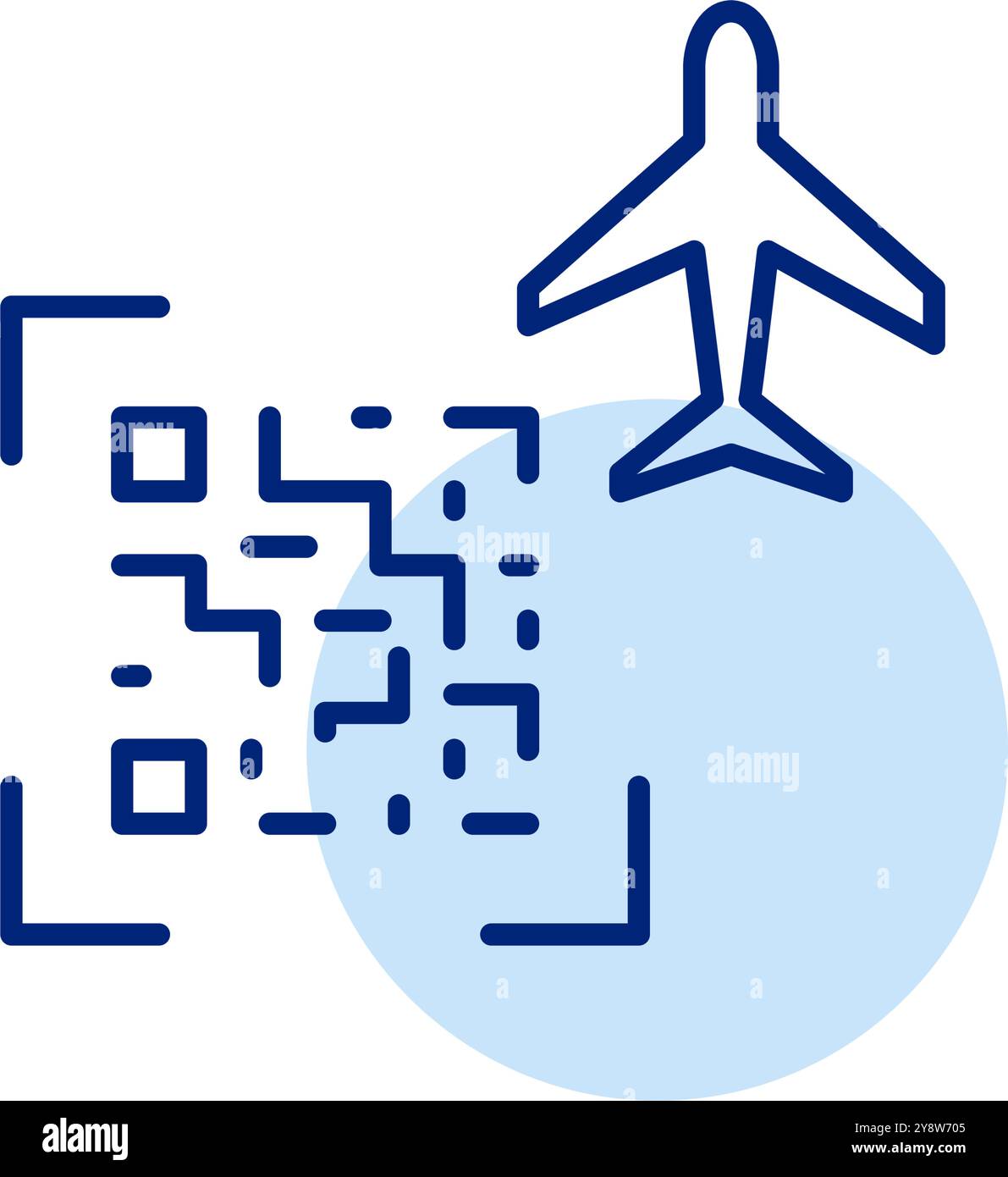 Qr code with airplane. Contactless flight check-in and boarding. Pixel ...