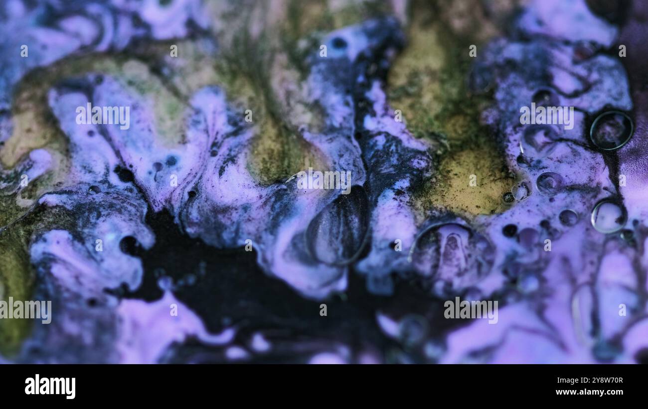 Oil liquid blend. Paint mix. Blur purple blue pink black color ...