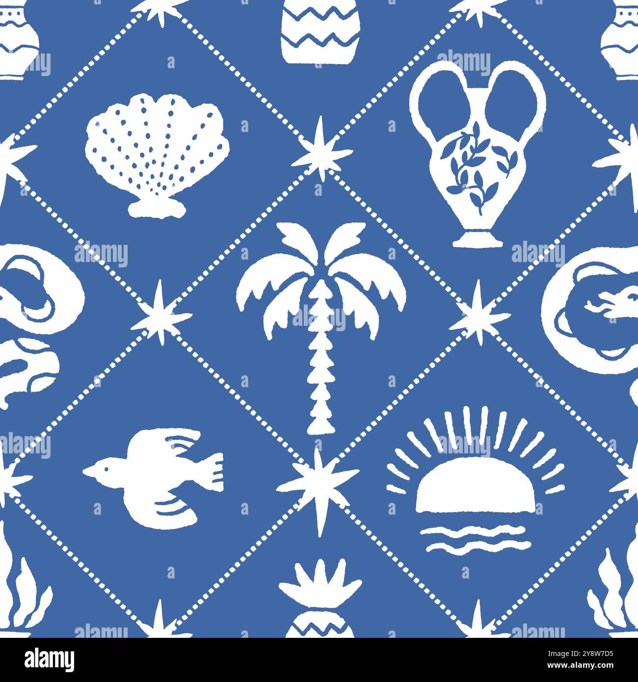 Tropical Palm and Sea Motif Stock Vector Image & Art - Alamy