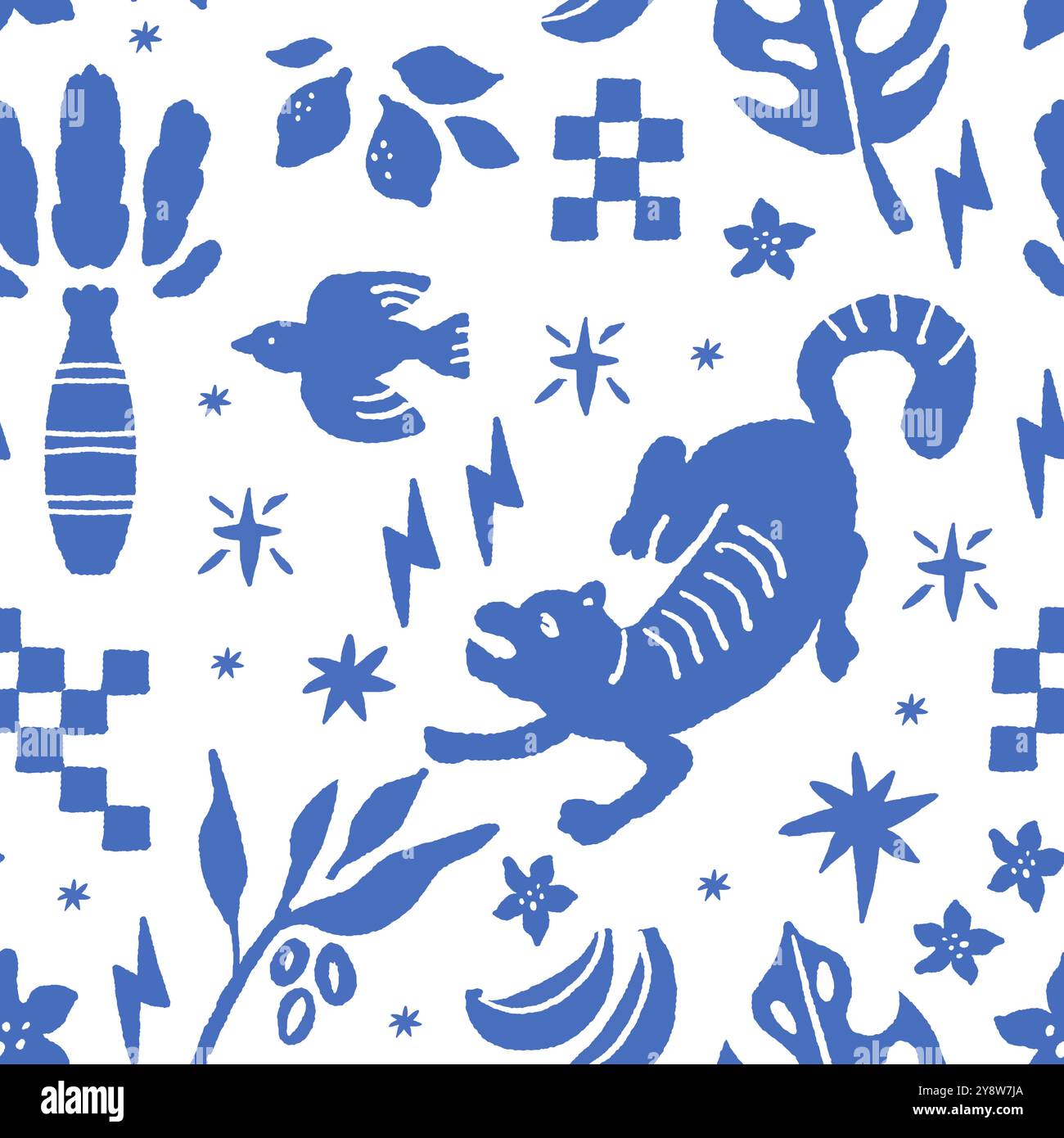 Leaping Tiger Motif Pattern vector Stock Vector Image & Art - Alamy