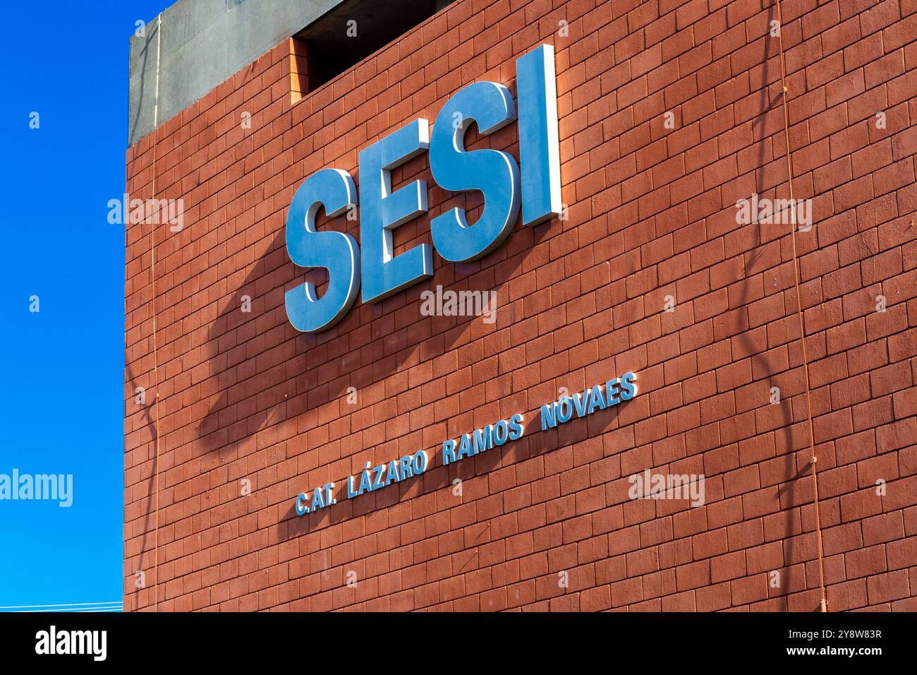 Marilia, Sao Paulo, Brazil, December 06. 2023. Facade of the Sesi unit ...