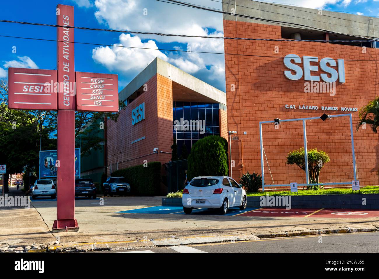 Marilia, Sao Paulo, Brazil, December 06. 2023. Facade of the Sesi unit ...