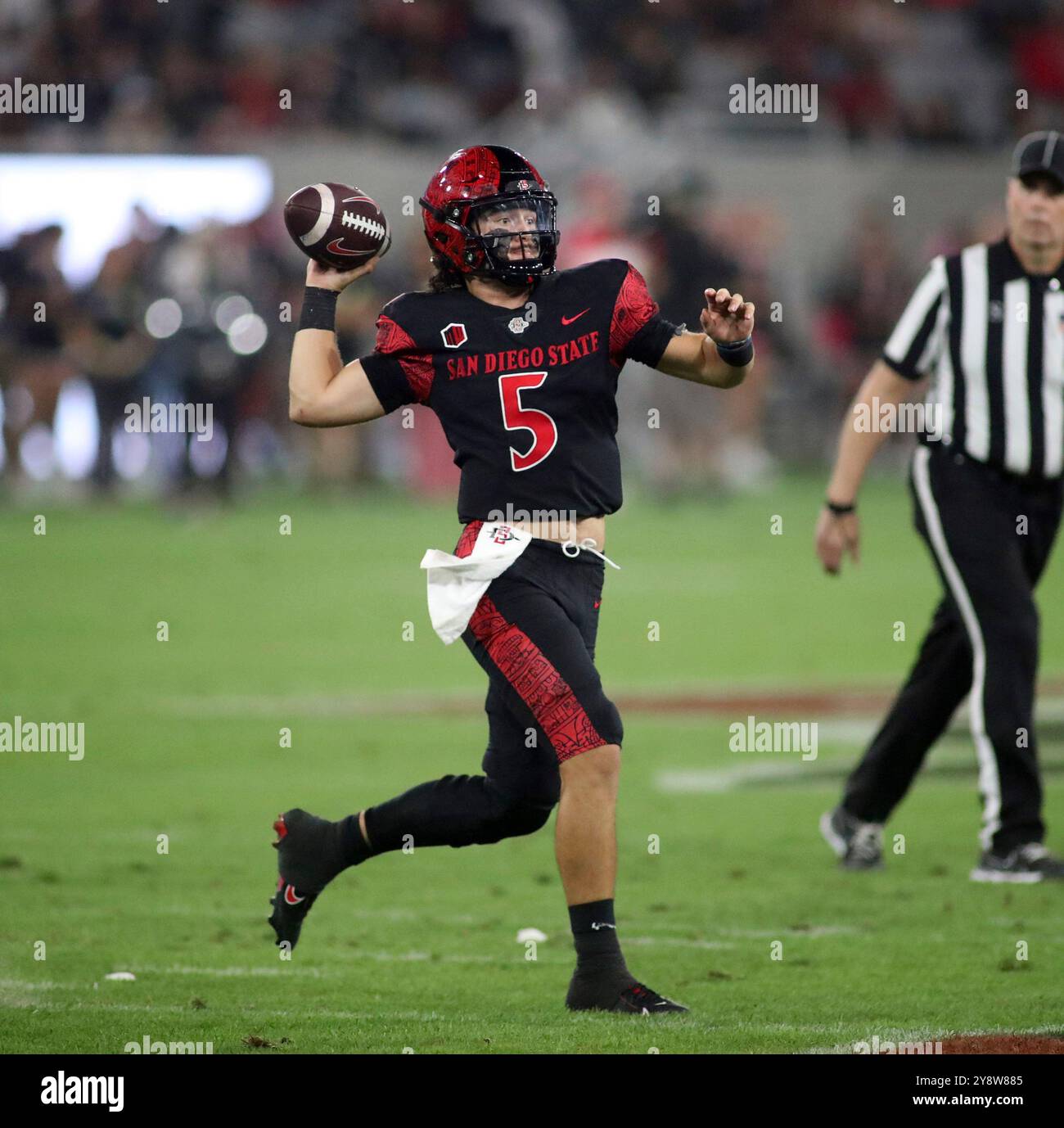 October 5, 2024 - San Diego State Aztecs quarterback Danny O'Neil #5 during a game between the ...