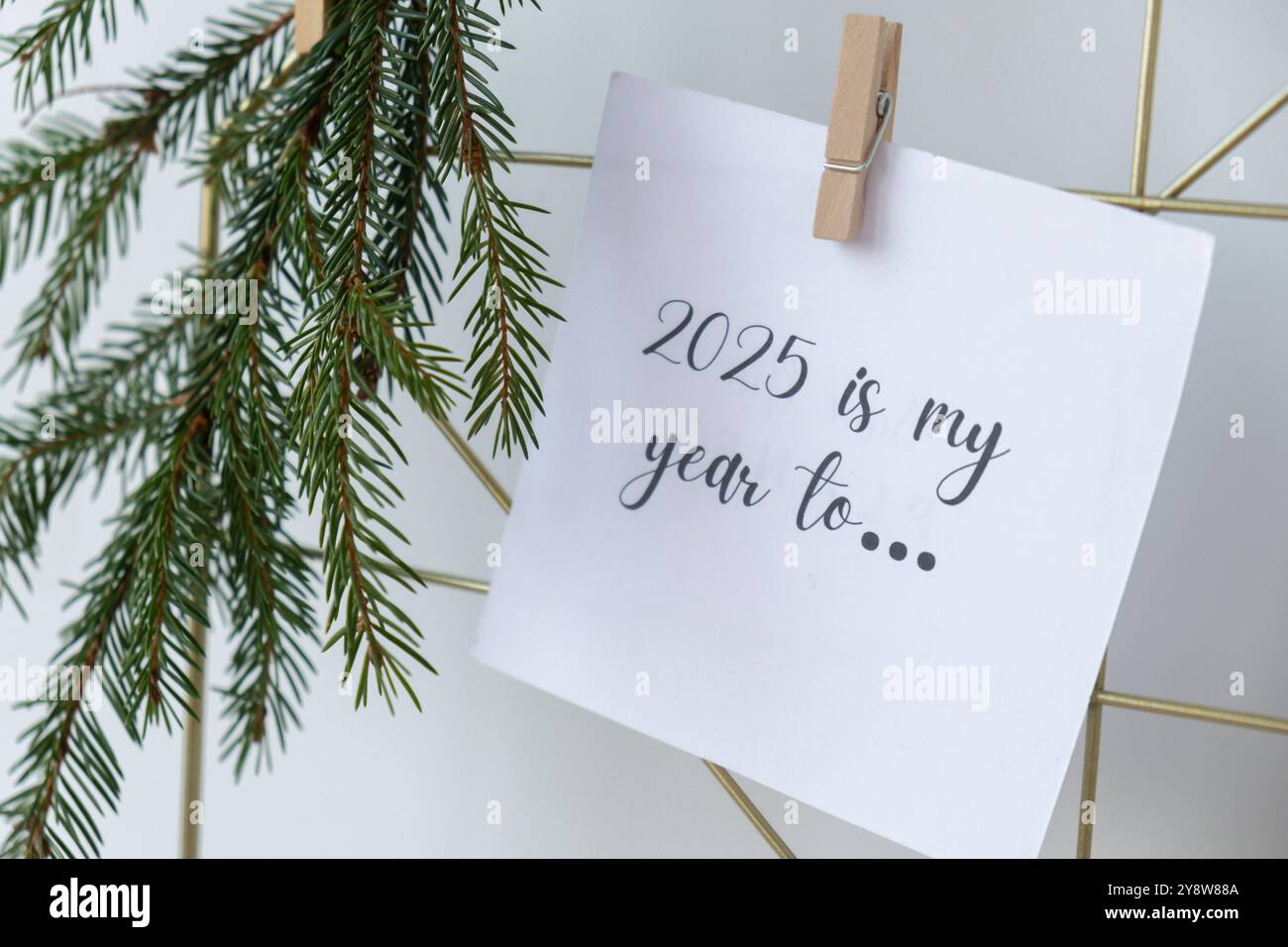Dream board with message 2025 IS MY YEAR TO with fir branches. Happy ...