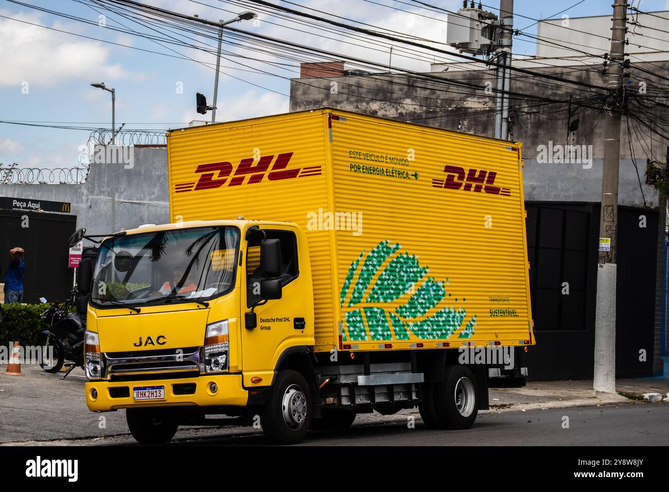 Sao Paulo, Brazil, December 20, 2023. electric delivery truck of DHL ...