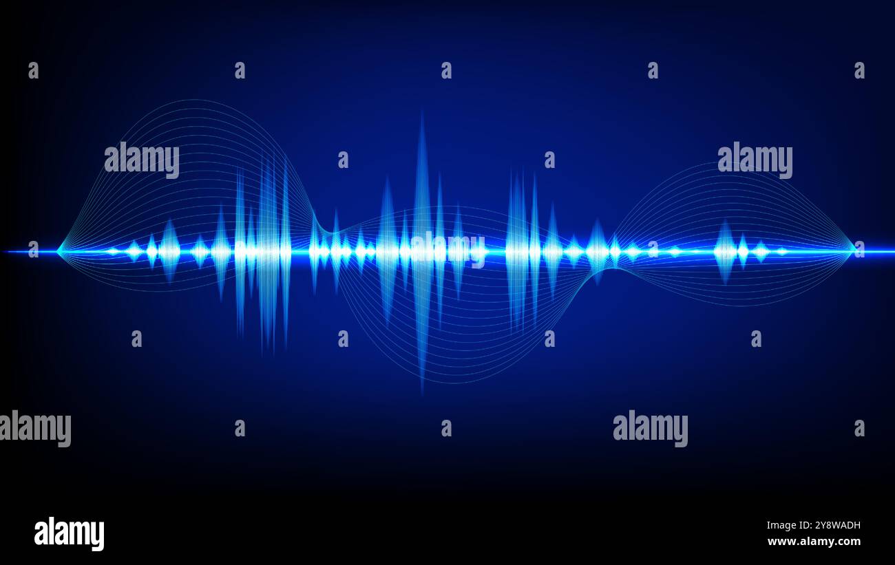 Abstract Sound Wave Blue Digital Frequency wavelength graphic design ...