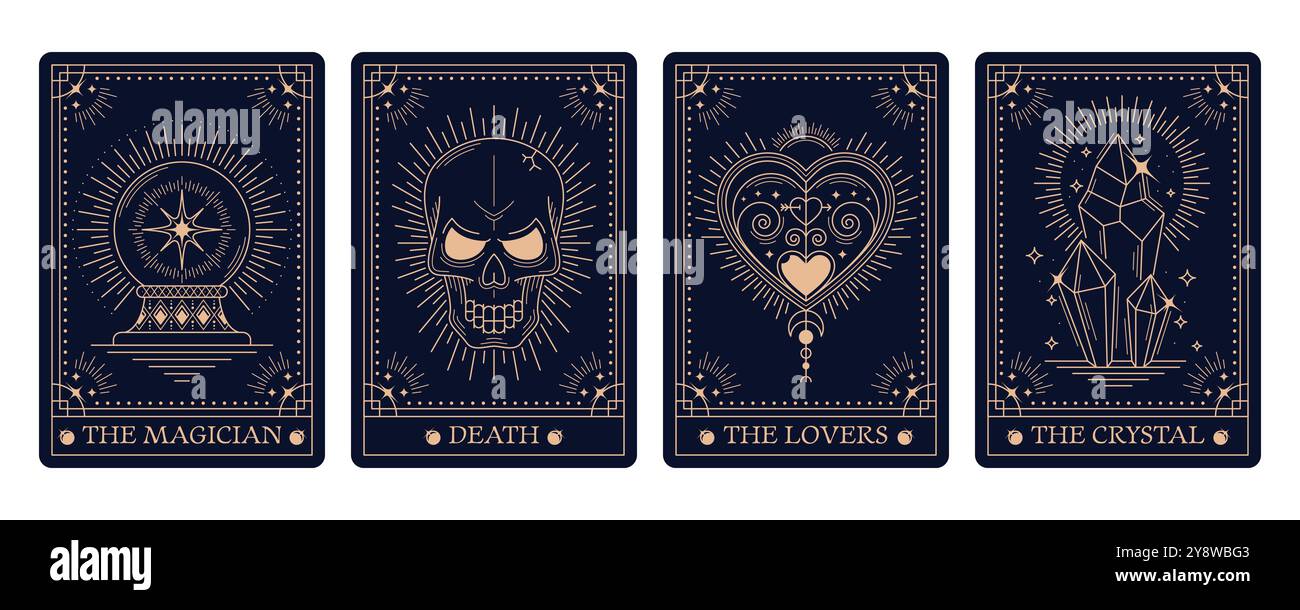 Magic occult Tarot cards in mystic esoteric frames with arcana symbols ...