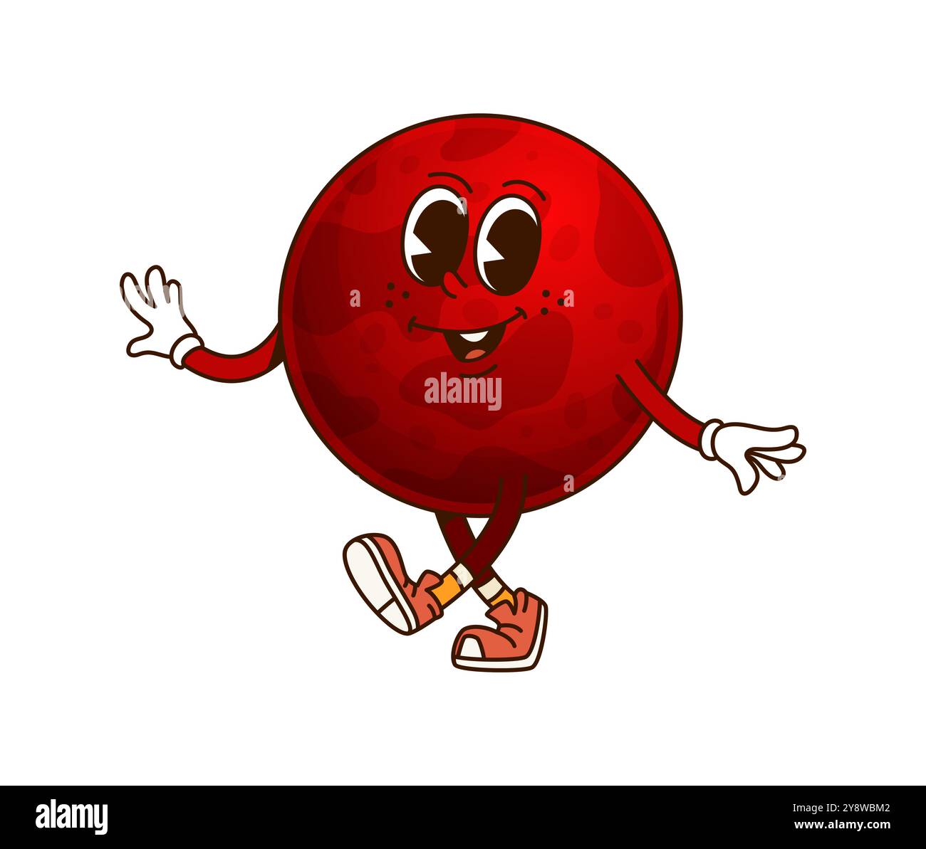 Mars red planet solar system groovy character. Isolated cartoon vector ...