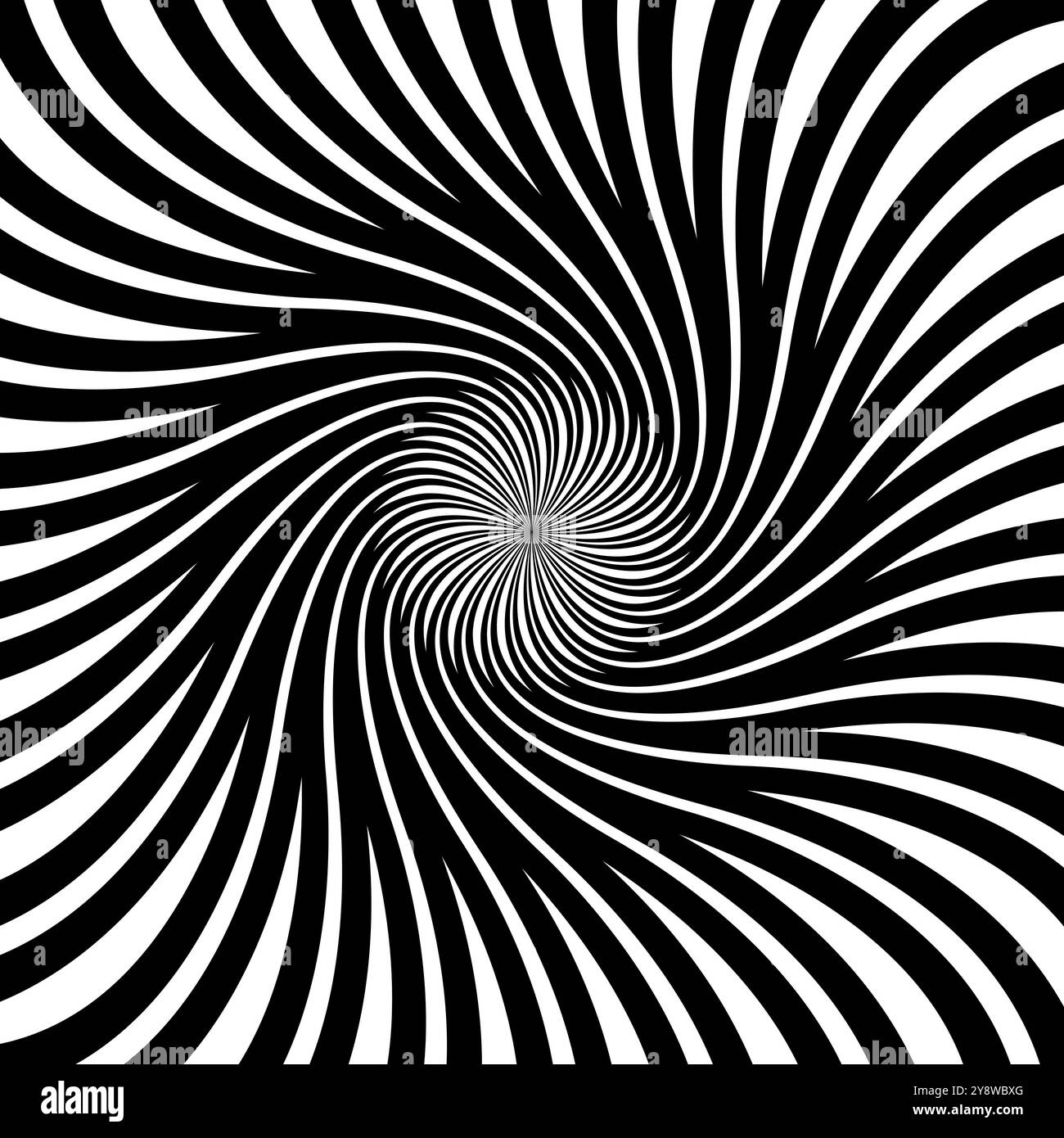 Psychedelic hypnosis swirl, hypnotic spiral pattern. Monochrome vector optical illusion with ...