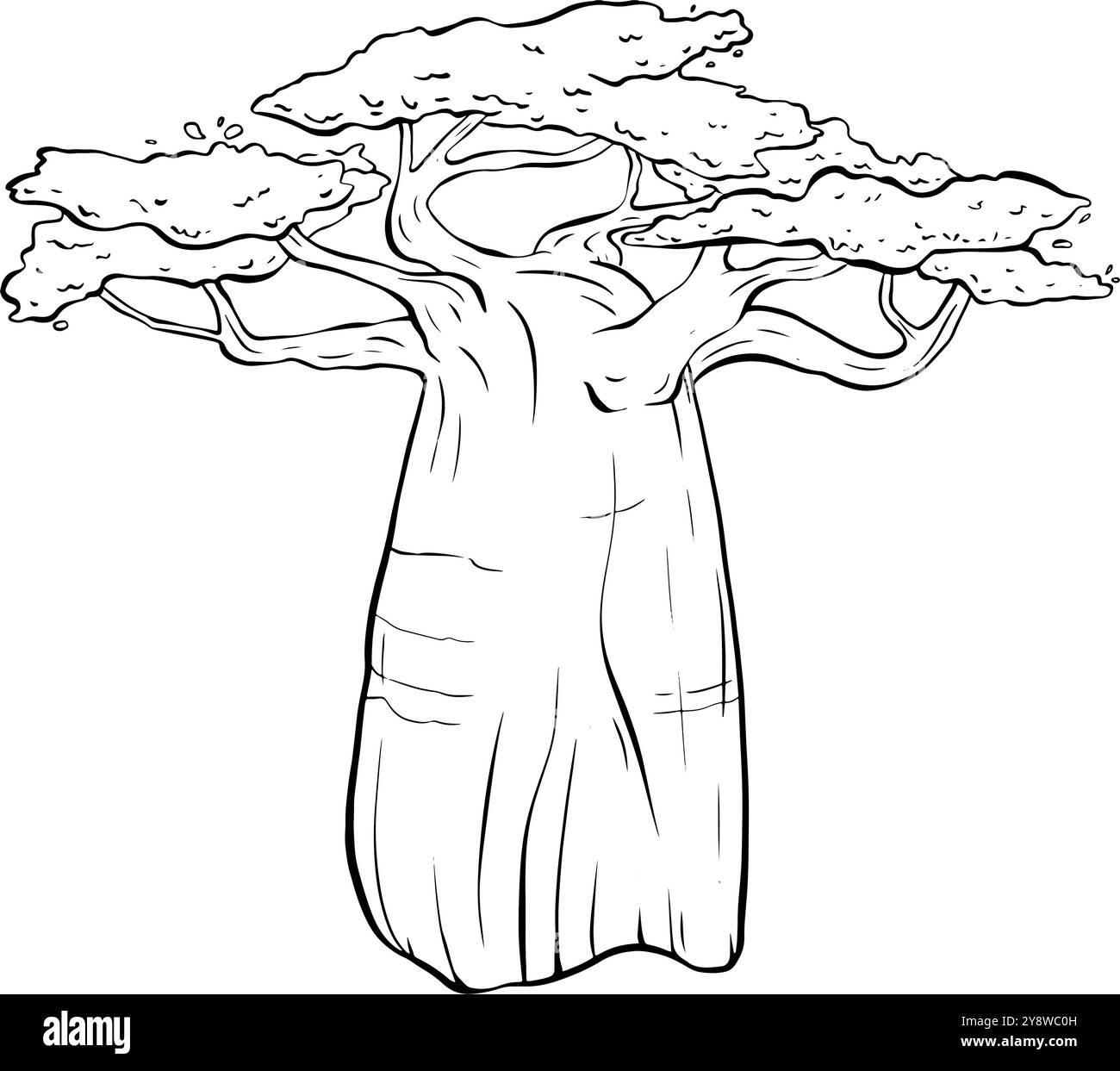 Stylized and beautifully crafted illustration of a Baobab tree ...