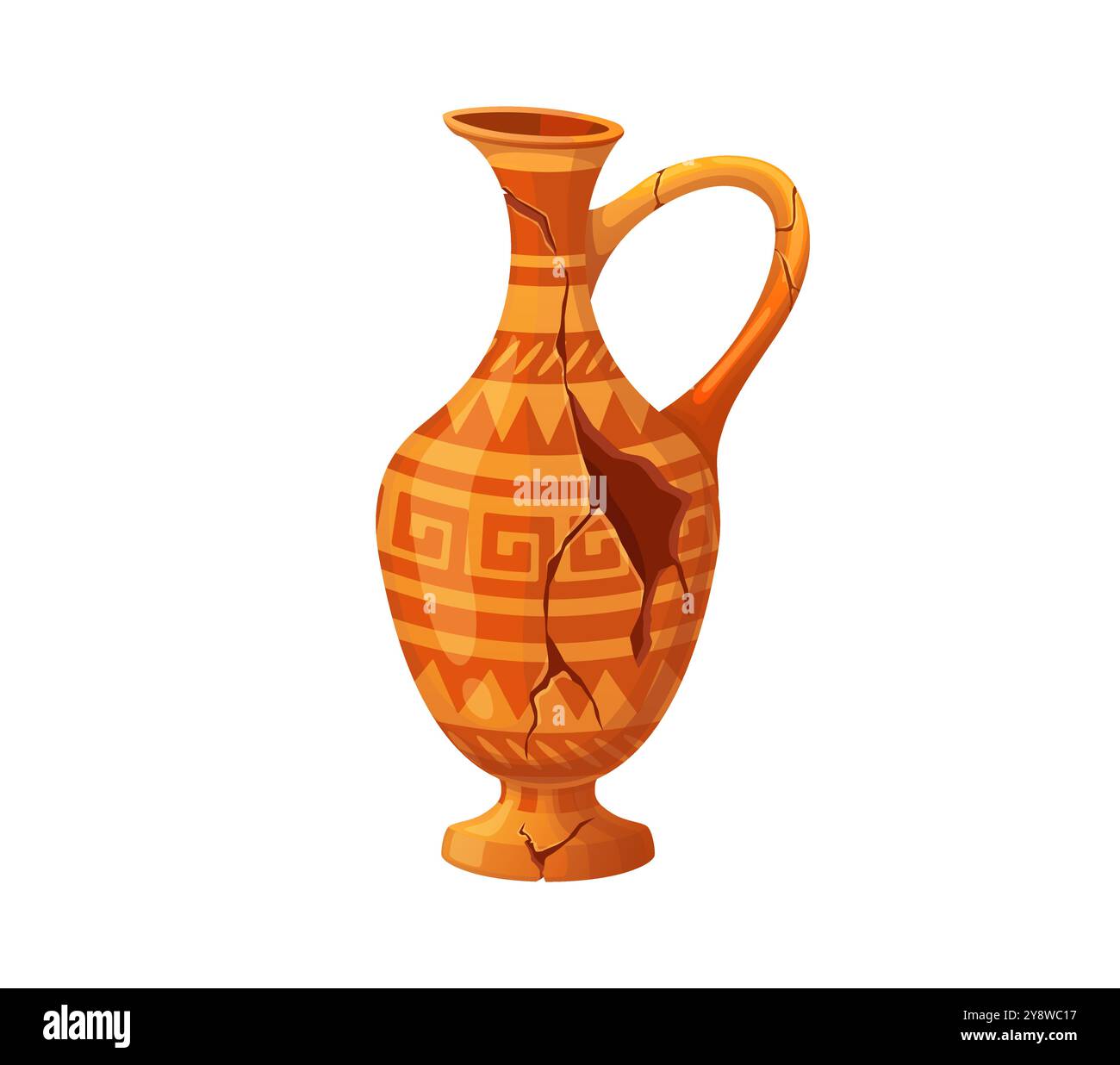 Ancient antique broken jug, cartoon museum ceramic pottery. Isolated ...