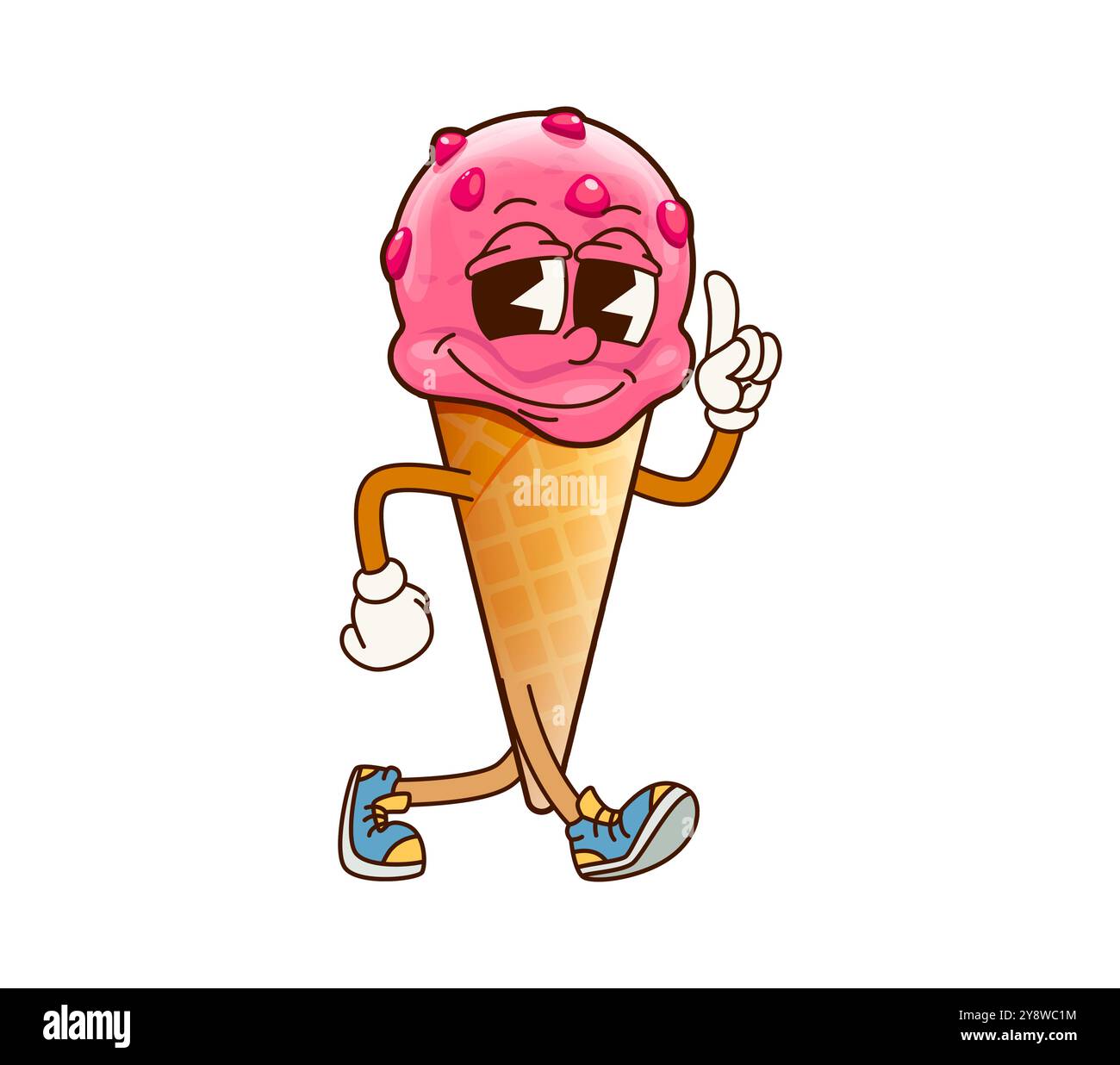 Groovy fast food ice cream character with a lively expression ...
