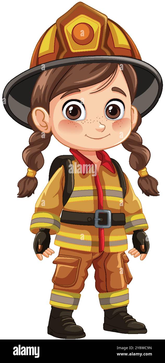 Illustration of a young firefighter in gear Stock Vector Image & Art ...