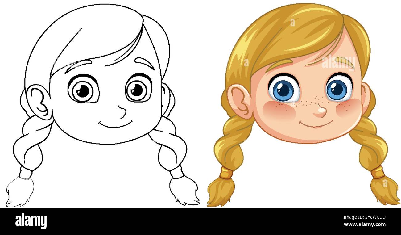 Hair braids illustration Cut Out Stock Images & Pictures - Alamy