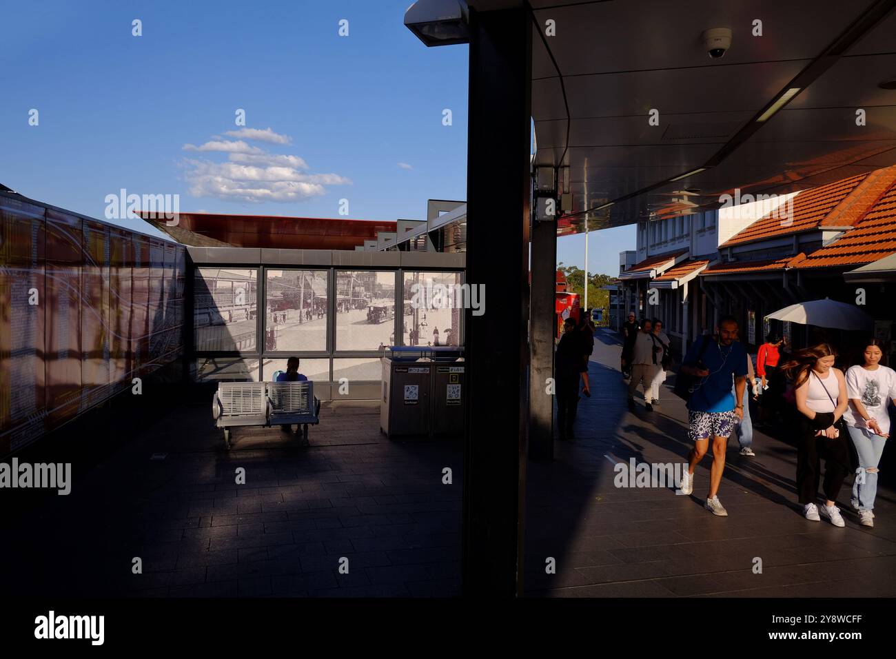 Newtown train station concourse, mural and new awning, old tramway ...