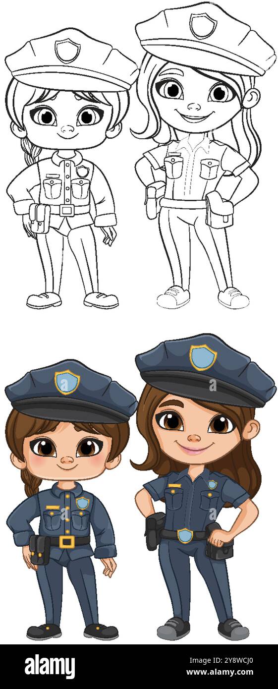 Two girls dressed as police officers Stock Vector Image & Art - Alamy