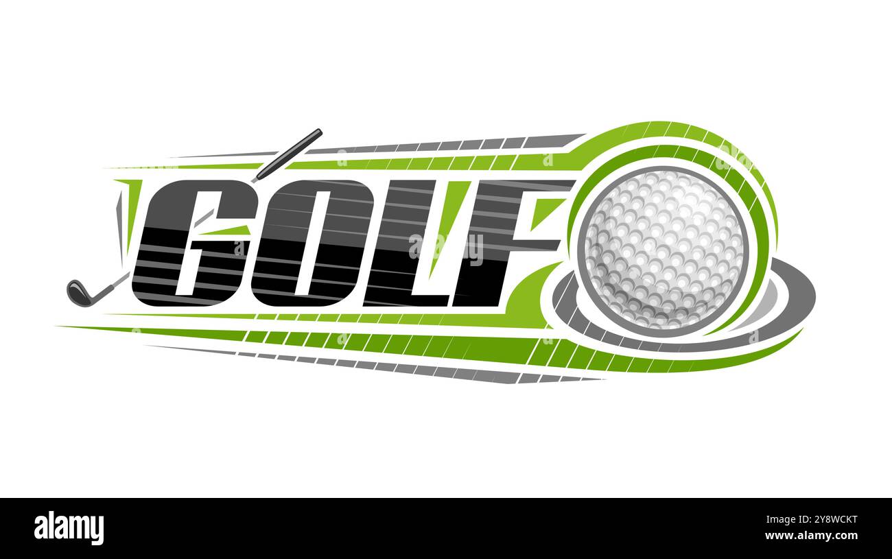 Vector logo for Golf Sport, decorative horizontal banner with outline ...