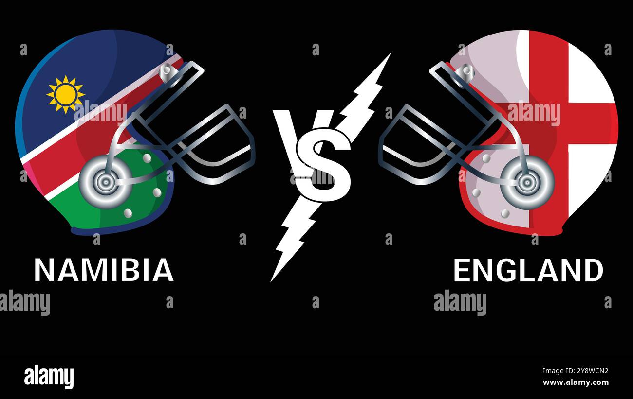 Namibia vs England Cricket Match: 3D Vector Flags & Helmets ...