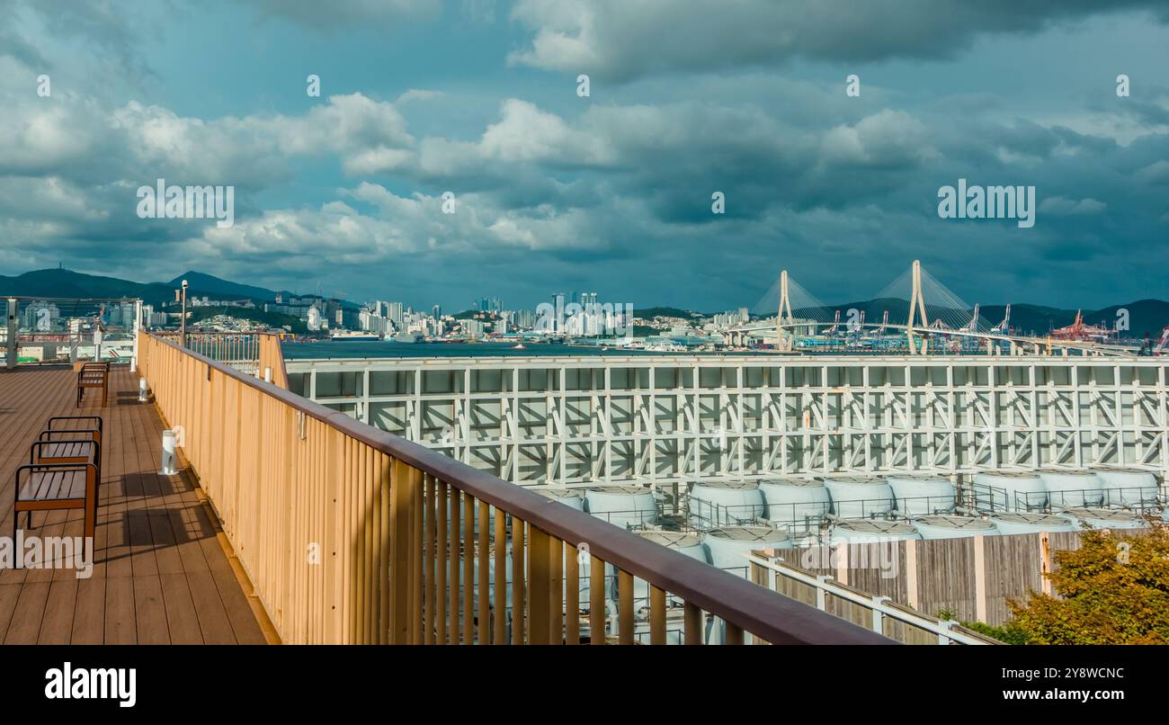 Busan, South Korea - August 30, 2024 - aerial view of Busan seen from ...