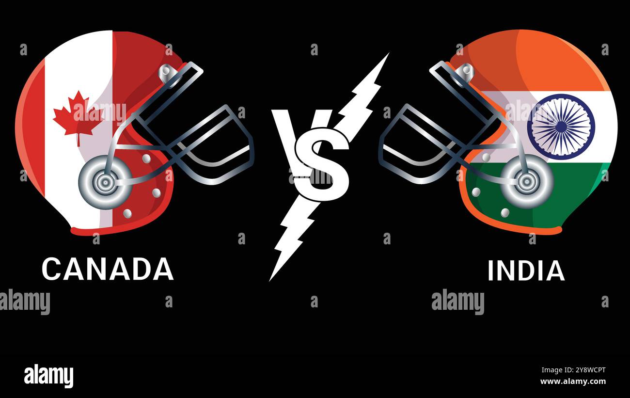 Canada Vs India 3D Illustration vector flags over cricket Helmet for ...