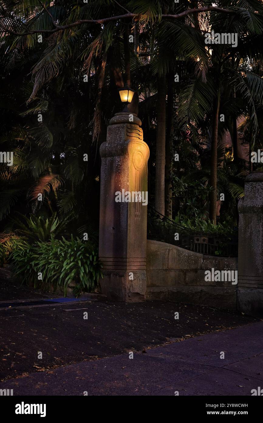 Arts and Crafts era sandstone gate posts on Darling Point Road ...