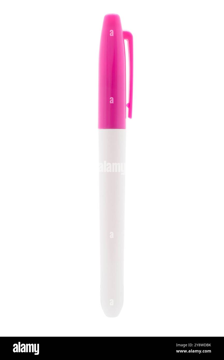 Pink permanent marker on white background Stock Photo - Alamy