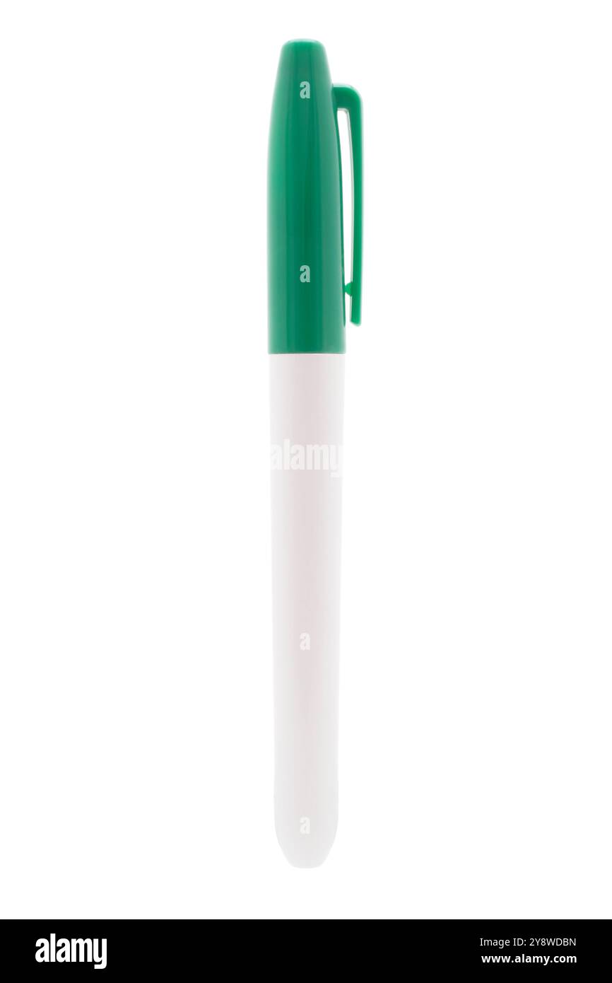 Green permanent marker on white background Stock Photo - Alamy