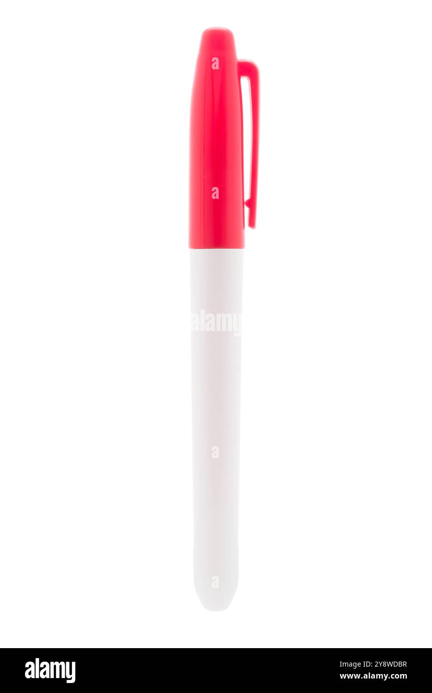 Red permanent marker on white background Stock Photo - Alamy