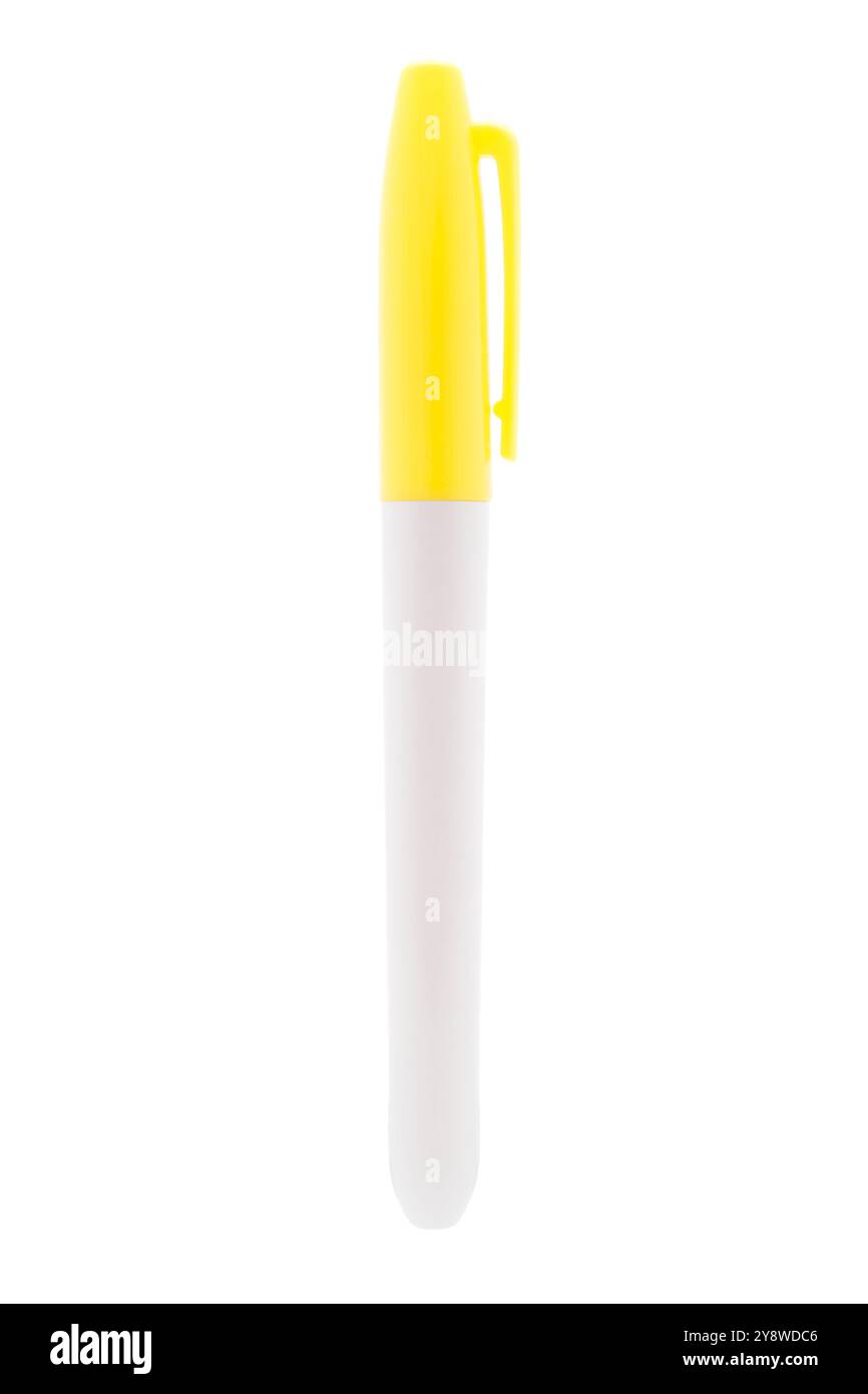 Yellow permanent marker on white background Stock Photo - Alamy
