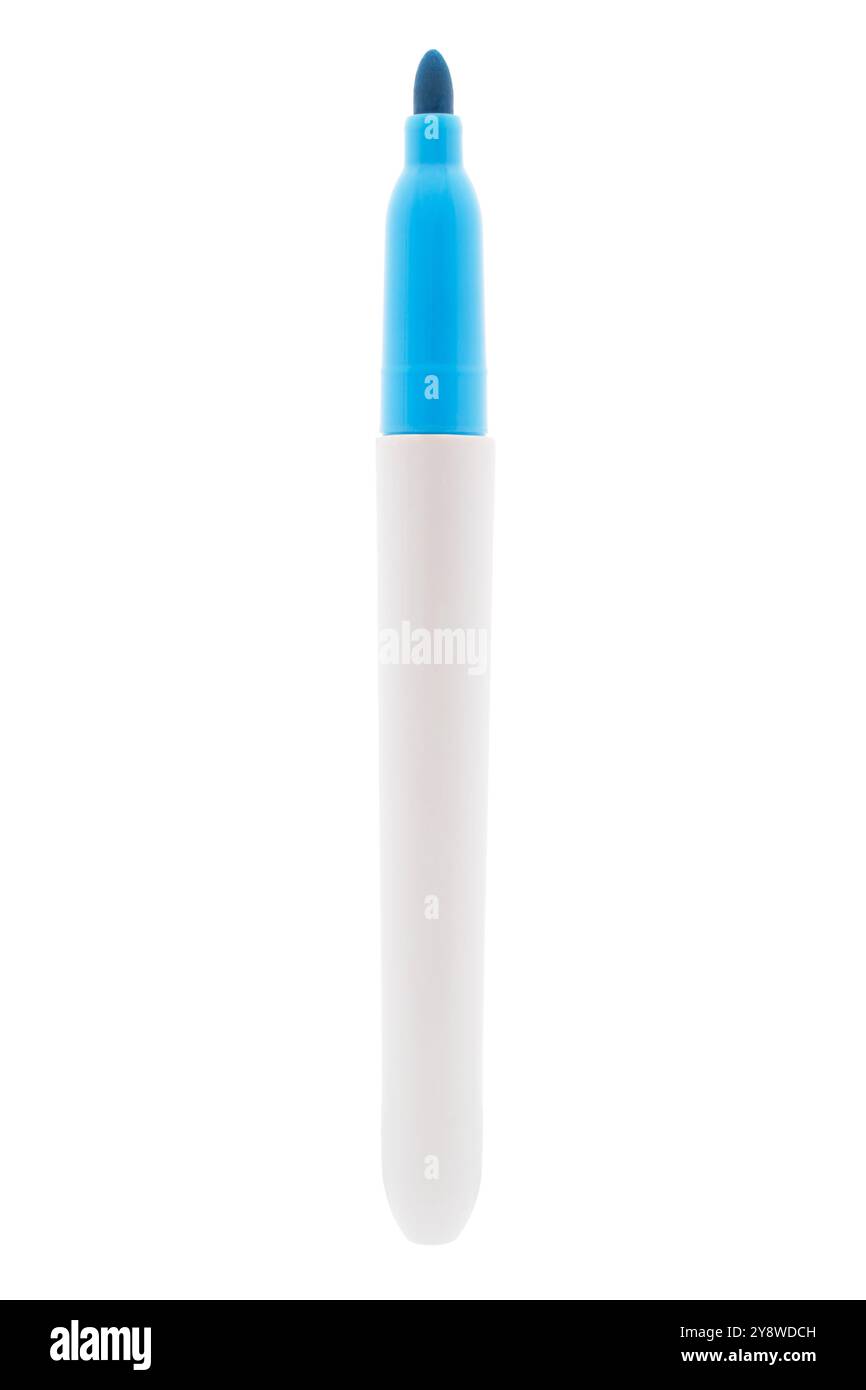 Blue permanent marker on white background Stock Photo - Alamy